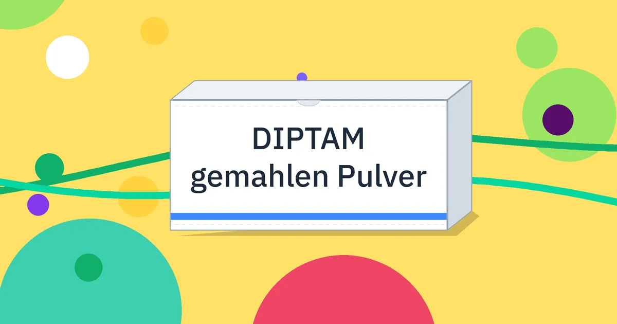 Symbolbild: Packung mit der Aufschrift DIPTAM gemahlen Pulver (PZN 16325141) – Verfügbarkeit und Bezug in Apotheken in Frankfurt am Main