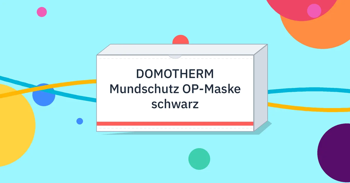 Symbolbild: Packung mit der Aufschrift DOMOTHERM Mundschutz OP-Maske schwarz (PZN 17924406) – Verfügbarkeit und Bezug in Apotheken in Frankfurt am Main