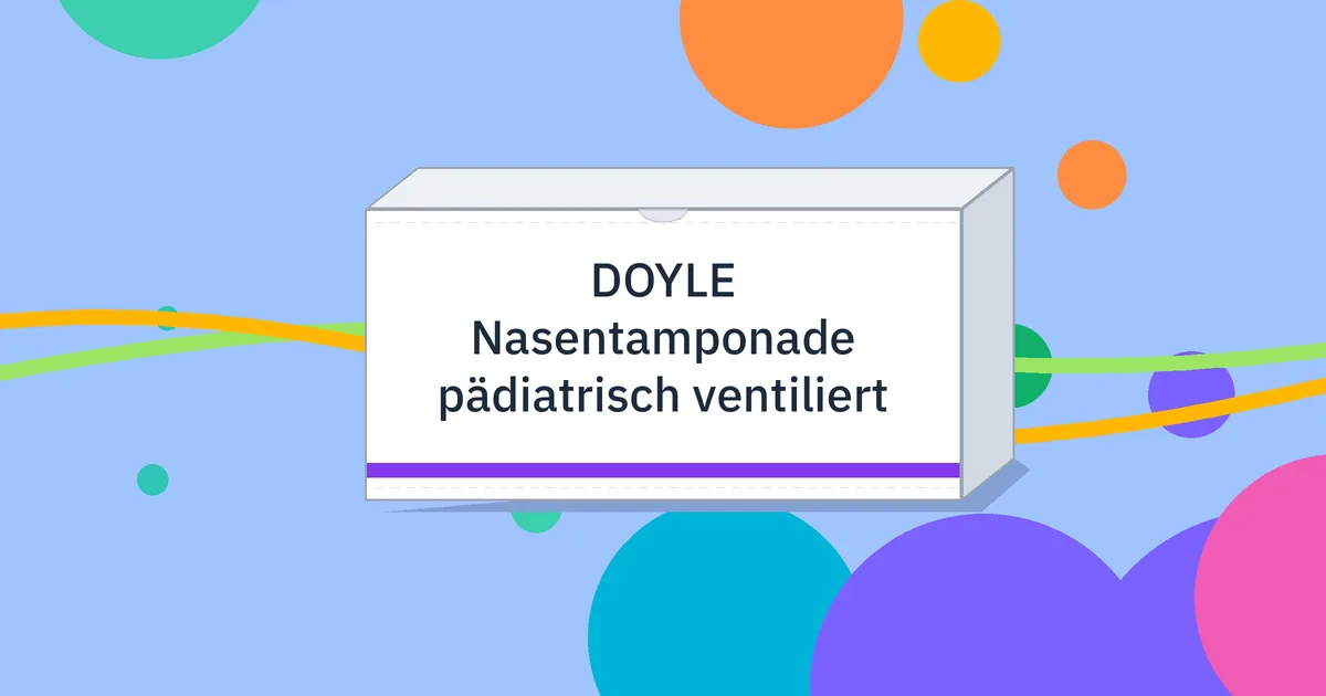 Symbolbild: Packung mit der Aufschrift DOYLE Nasentamponade pädiatrisch ventiliert (PZN 06592415) – Verfügbarkeit und Bezug in Apotheken in Frankfurt am Main