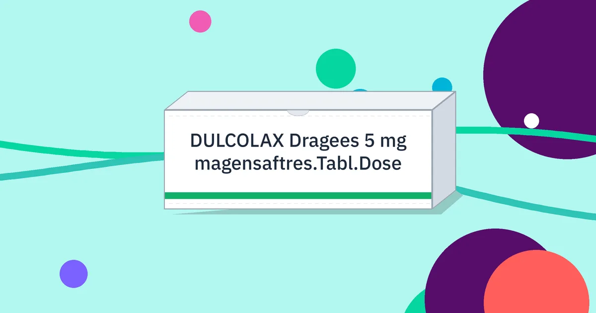 Symbolbild: Packung mit der Aufschrift DULCOLAX Dragees 5 mg magensaftres.Tabl.Dose (PZN 19820154) – Verfügbarkeit und Bezug in Apotheken in Frankfurt am Main