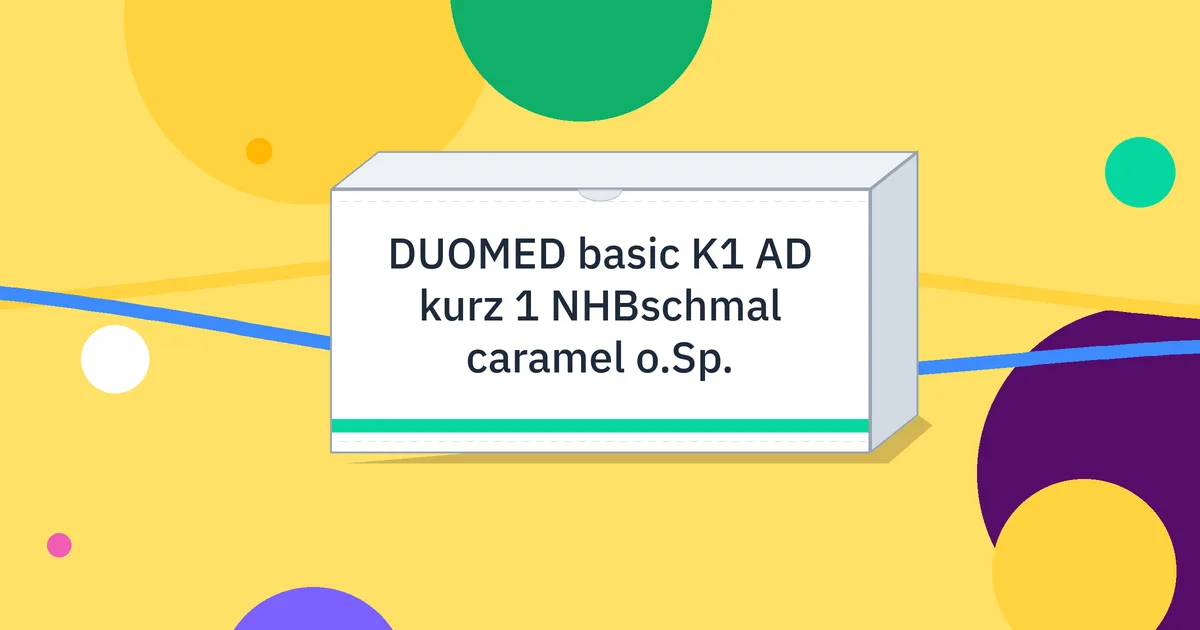 Symbolbild: Packung mit der Aufschrift DUOMED basic K1 AD kurz 1 NHBschmal caramel o.Sp. (PZN 20904206) – Verfügbarkeit und Bezug in Apotheken in Frankfurt am Main