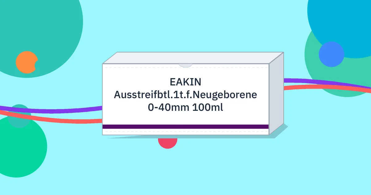 Symbolbild: Packung mit der Aufschrift EAKIN Ausstreifbtl.1t.f.Neugeborene 0-40mm 100ml (PZN 09642763) – Verfügbarkeit und Bezug in Apotheken in Frankfurt am Main