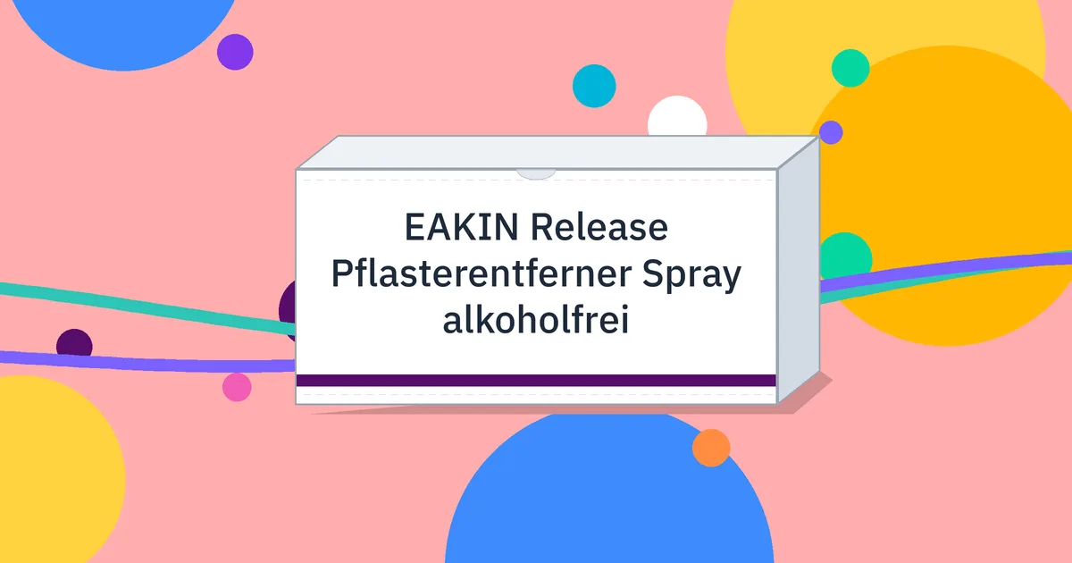 Symbolbild: Packung mit der Aufschrift EAKIN Release Pflasterentferner Spray alkoholfrei (PZN 07532102) – Verfügbarkeit und Bezug in Apotheken in Frankfurt am Main