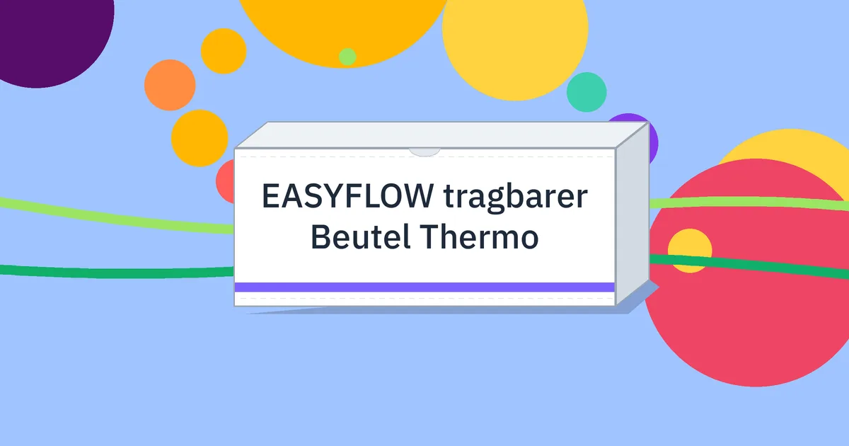 Symbolbild: Packung mit der Aufschrift EASYFLOW tragbarer Beutel Thermo (PZN 19167317) – Verfügbarkeit und Bezug in Apotheken in Frankfurt am Main
