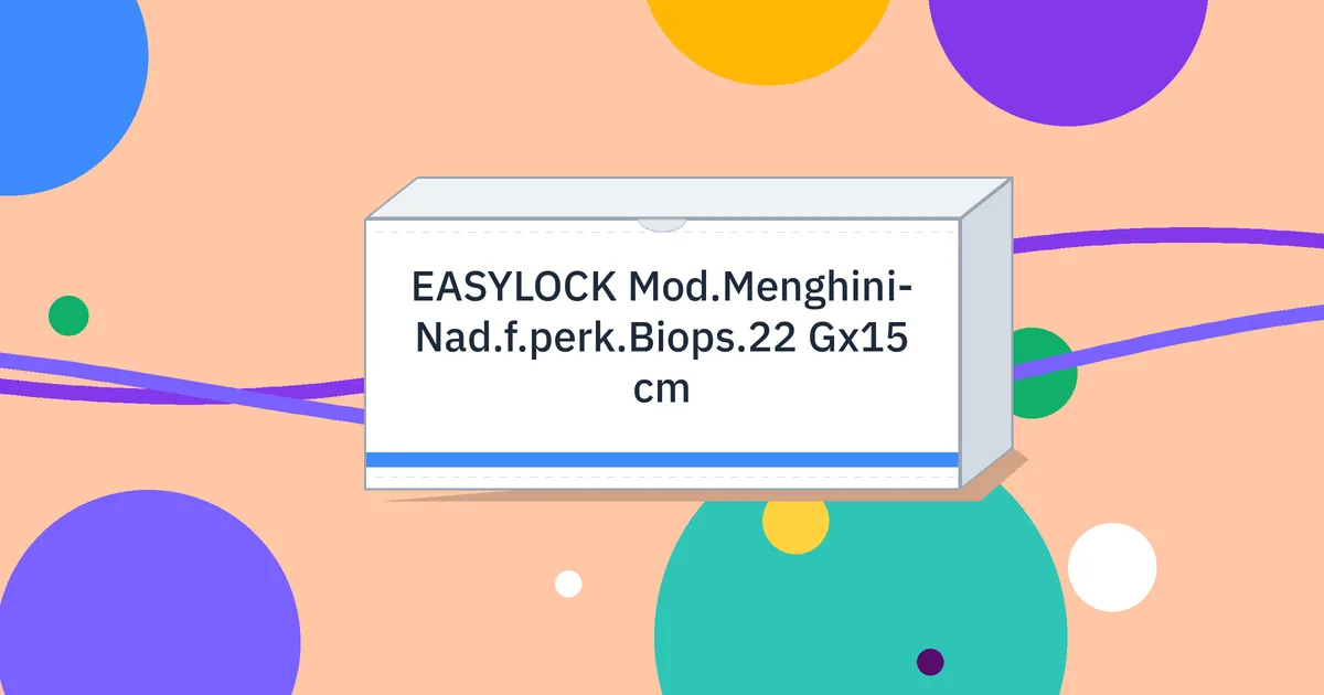Symbolbild: Packung mit der Aufschrift EASYLOCK Mod.Menghini-Nad.f.perk.Biops.22 Gx15 cm (PZN 16362461) – Verfügbarkeit und Bezug in Apotheken in Frankfurt am Main