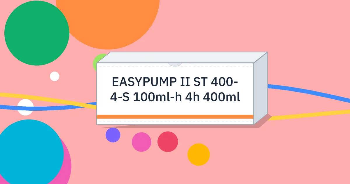 Symbolbild: Packung mit der Aufschrift EASYPUMP II ST 400-4-S 100ml-h 4h 400ml (PZN 20188460) – Verfügbarkeit und Bezug in Apotheken in Frankfurt am Main