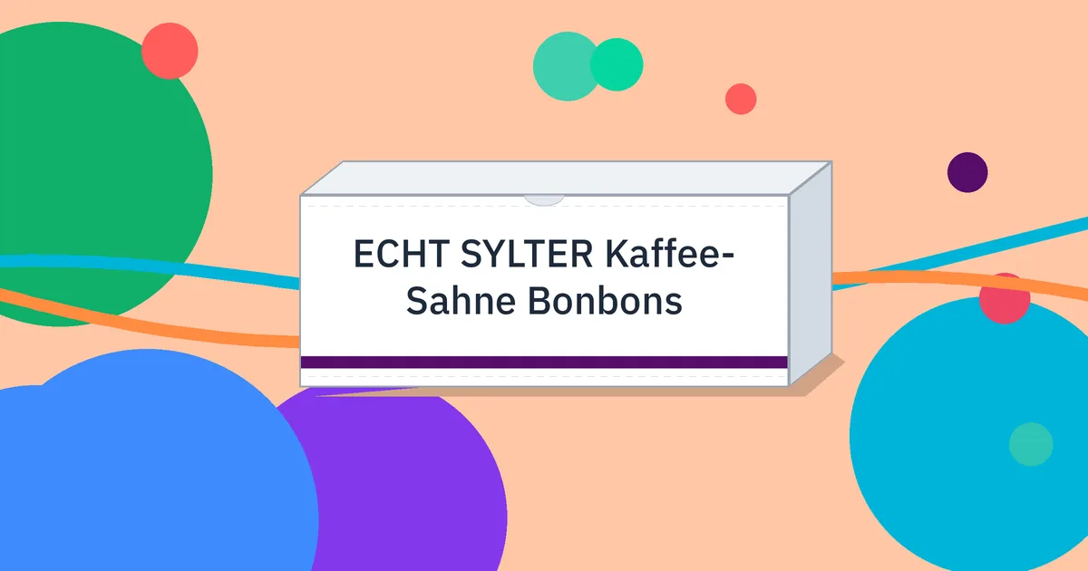 Symbolbild: Packung mit der Aufschrift ECHT SYLTER Kaffee-Sahne Bonbons (PZN 00253468) – Verfügbarkeit und Bezug in Apotheken in Frankfurt am Main