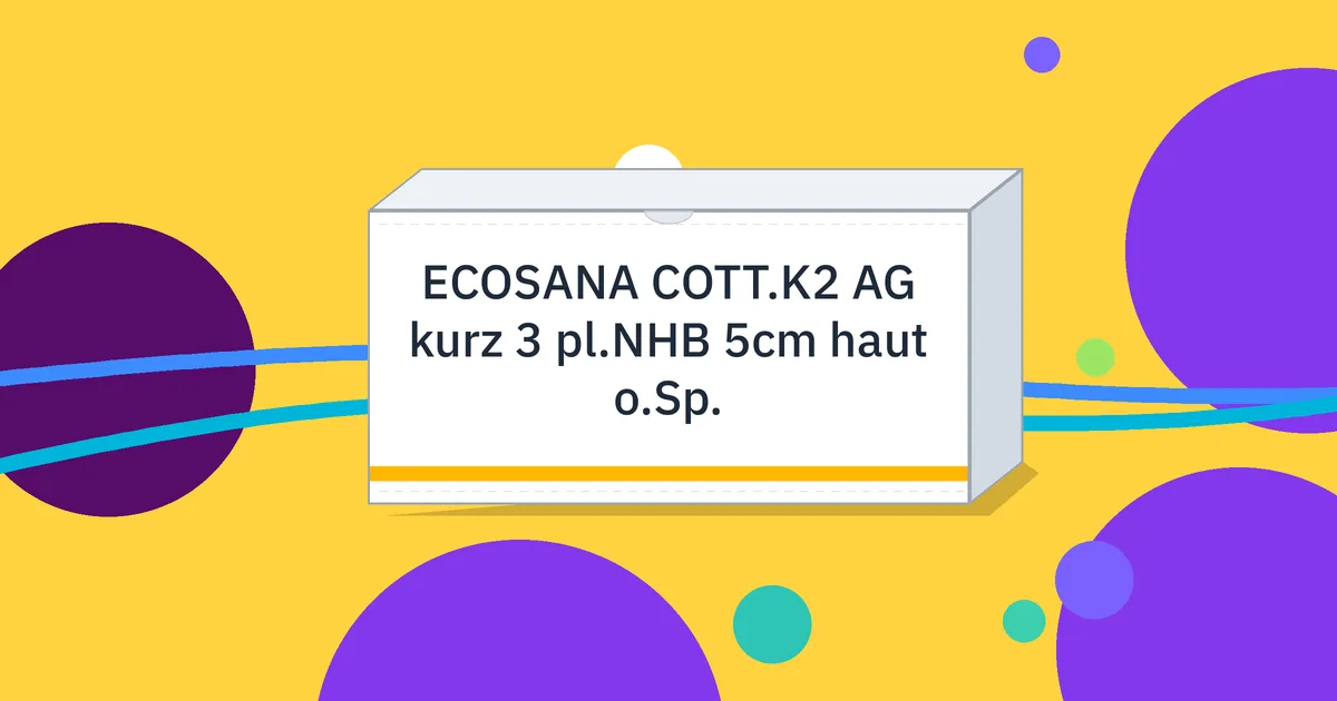 Symbolbild: Packung mit der Aufschrift ECOSANA COTT.K2 AG kurz 3 pl.NHB 5cm haut o.Sp. (PZN 16949686) – Verfügbarkeit und Bezug in Apotheken in Frankfurt am Main
