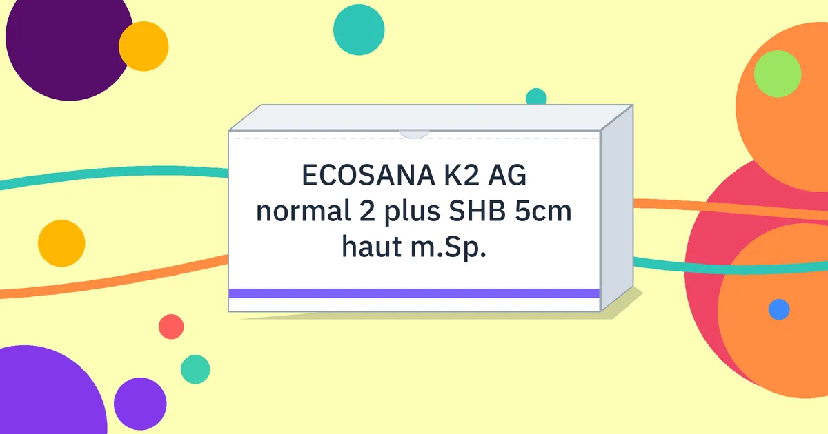 Symbolbild: Packung mit der Aufschrift ECOSANA K2 AG normal 2 plus SHB 5cm haut m.Sp. (PZN 01401178) – Verfügbarkeit und Bezug in Apotheken in Frankfurt am Main