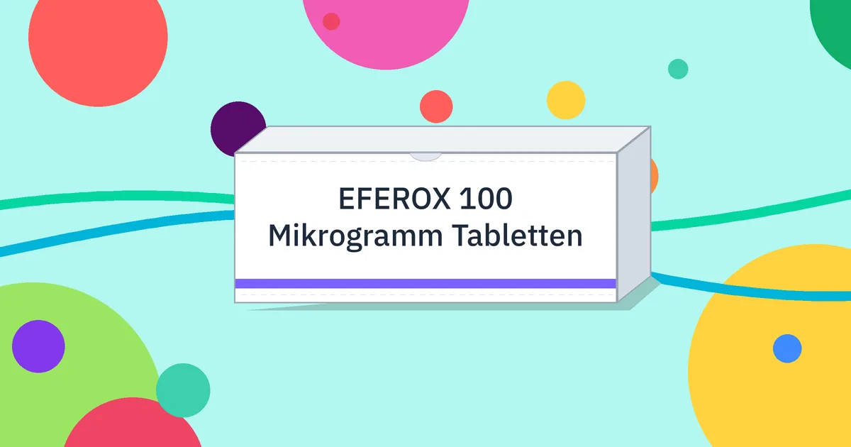 Symbolbild: Packung mit der Aufschrift EFEROX 100 Mikrogramm Tabletten (PZN 04315114) – Verfügbarkeit und Bezug in Apotheken in Frankfurt am Main