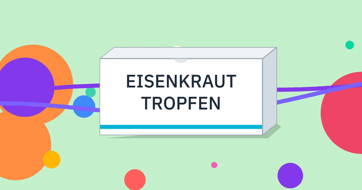 Symbolbild: Packung mit der Aufschrift EISENKRAUT TROPFEN (PZN 14126532) – Verfügbarkeit und Bezug in Apotheken in Frankfurt am Main