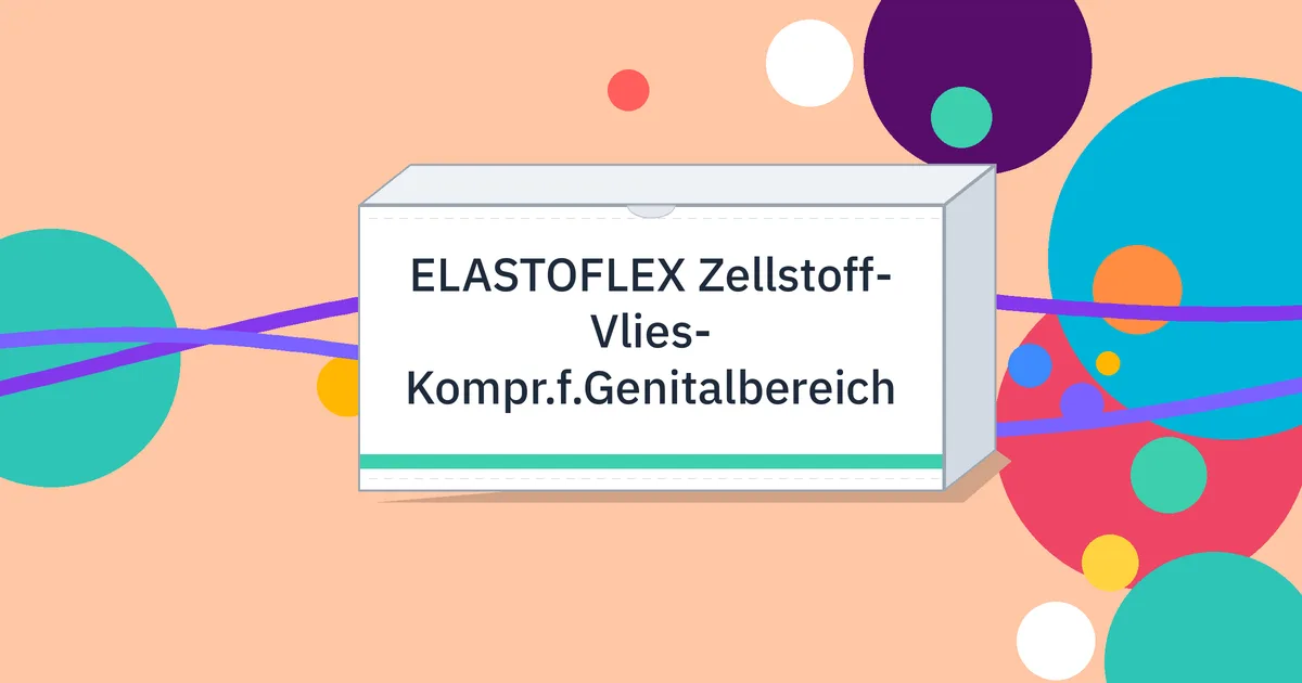 Symbolbild: Packung mit der Aufschrift ELASTOFLEX Zellstoff-Vlies-Kompr.f.Genitalbereich (PZN 14202279) – Verfügbarkeit und Bezug in Apotheken in Frankfurt am Main