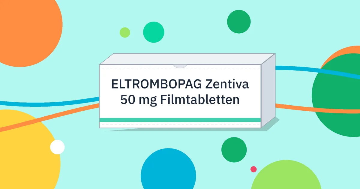 Symbolbild: Packung mit der Aufschrift ELTROMBOPAG Zentiva 50 mg Filmtabletten (PZN 19346669) – Verfügbarkeit und Bezug in Apotheken in Frankfurt am Main