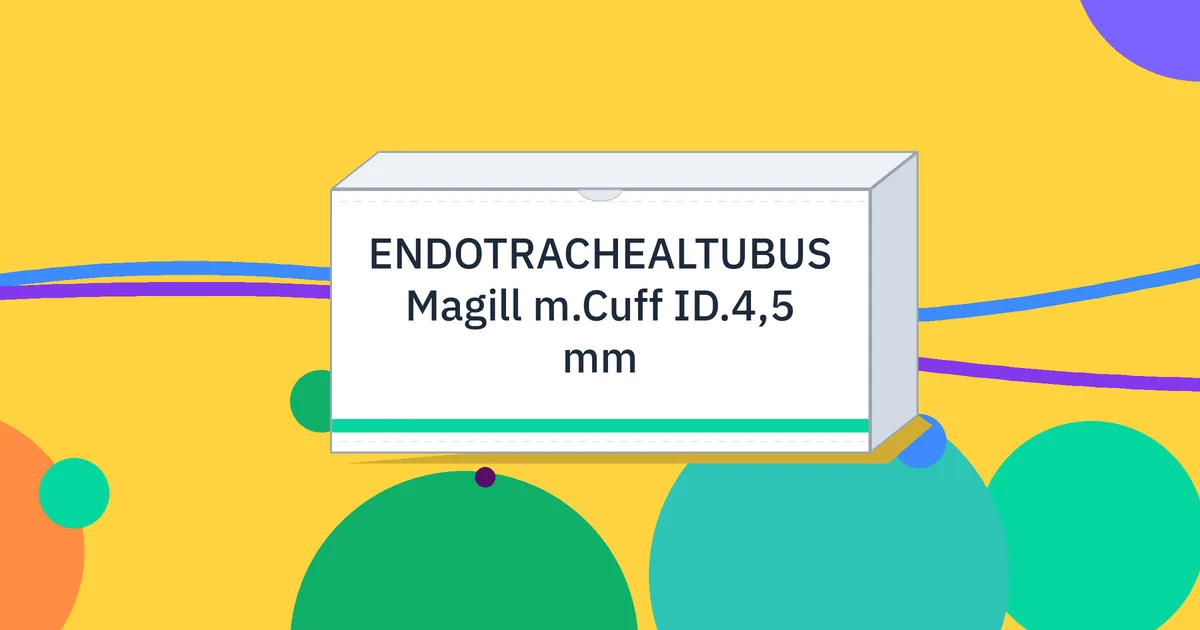 Symbolbild: Packung mit der Aufschrift ENDOTRACHEALTUBUS Magill m.Cuff ID.4,5 mm (PZN 07217659) – Verfügbarkeit und Bezug in Apotheken in Frankfurt am Main
