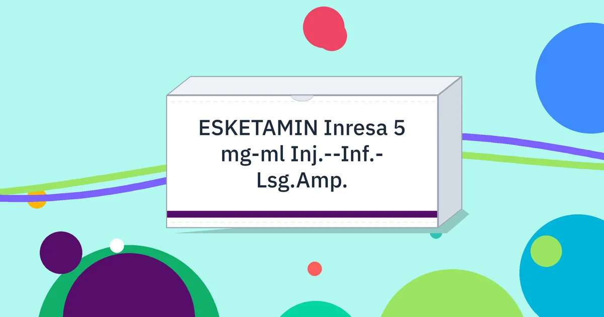 Symbolbild: Packung mit der Aufschrift ESKETAMIN Inresa 5 mg-ml Inj.--Inf.-Lsg.Amp. (PZN 16021240) – Verfügbarkeit und Bezug in Apotheken in Frankfurt am Main