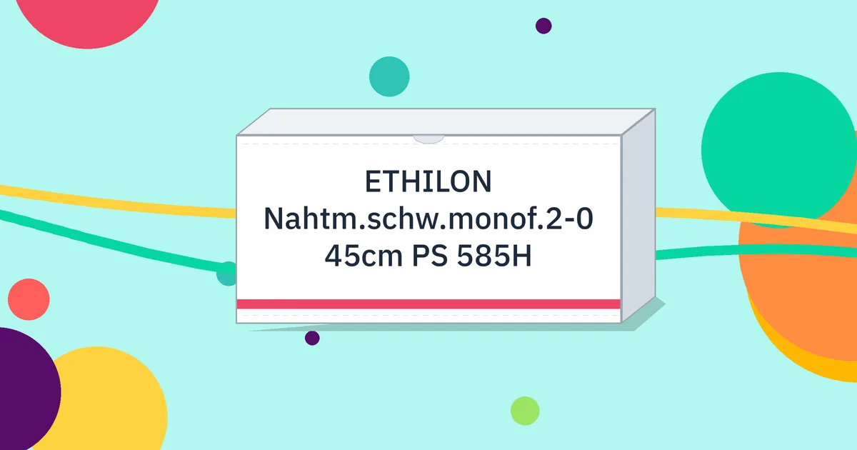 Symbolbild: Packung mit der Aufschrift ETHILON Nahtm.schw.monof.2-0 45cm PS 585H (PZN 16251141) – Verfügbarkeit und Bezug in Apotheken in Frankfurt am Main