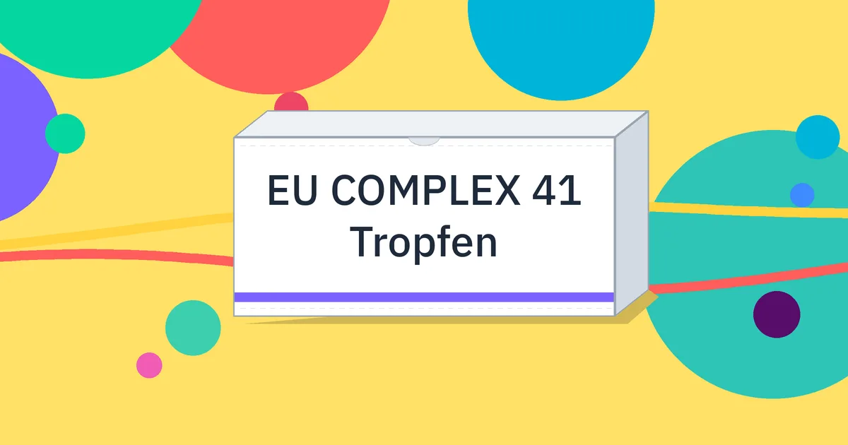 Symbolbild: Packung mit der Aufschrift EU COMPLEX 41 Tropfen (PZN 17873330) – Verfügbarkeit und Bezug in Apotheken in Frankfurt am Main