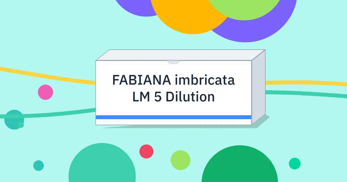 Symbolbild: Packung mit der Aufschrift FABIANA imbricata LM 5 Dilution (PZN 13485476) – Verfügbarkeit und Bezug in Apotheken in Frankfurt am Main