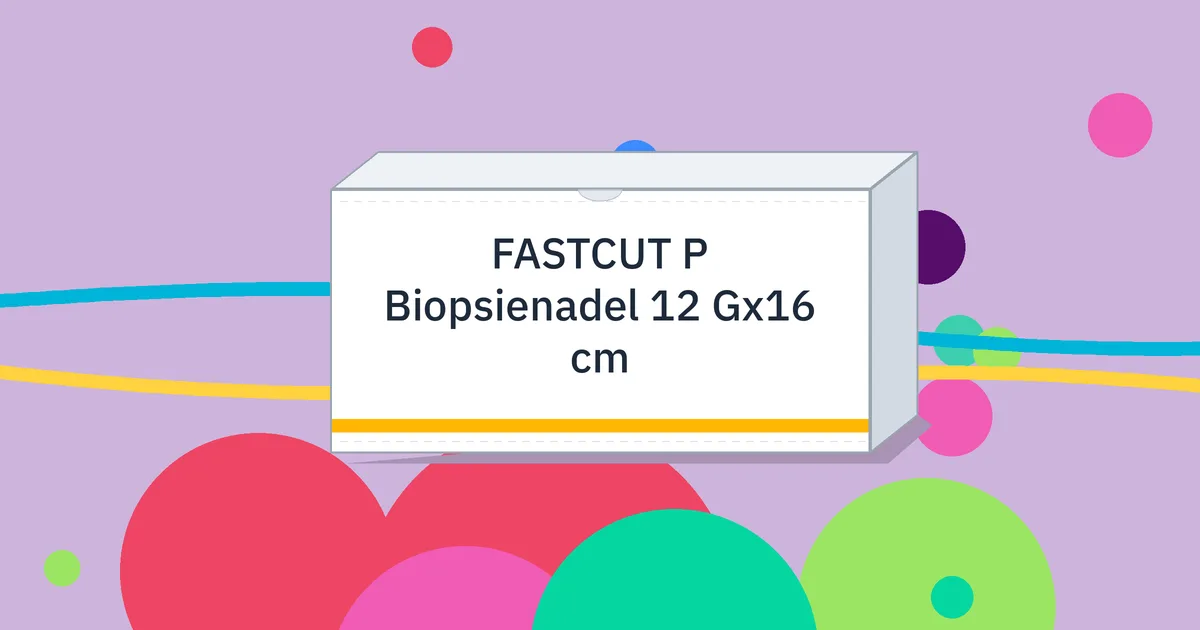 Symbolbild: Packung mit der Aufschrift FASTCUT P Biopsienadel 12 Gx16 cm (PZN 16923014) – Verfügbarkeit und Bezug in Apotheken in Frankfurt am Main