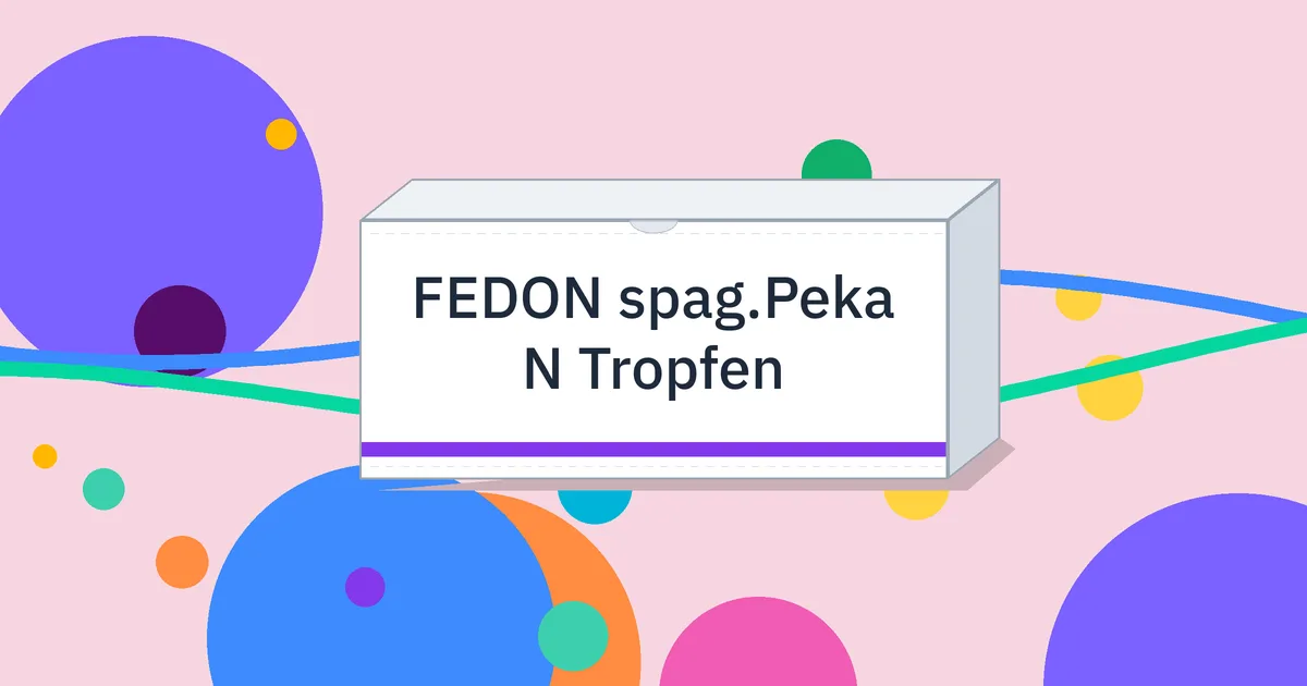 Symbolbild: Packung mit der Aufschrift FEDON spag.Peka N Tropfen (PZN 06052736) – Verfügbarkeit und Bezug in Apotheken in Frankfurt am Main