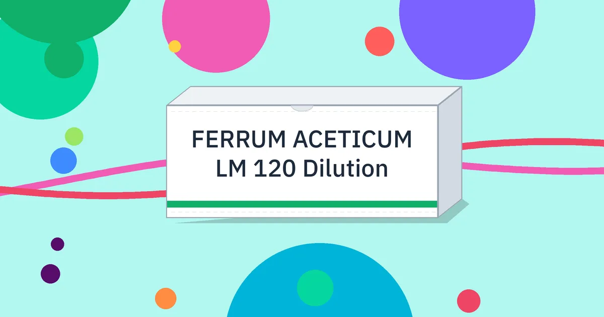 Symbolbild: Packung mit der Aufschrift FERRUM ACETICUM LM 120 Dilution (PZN 13488658) – Verfügbarkeit und Bezug in Apotheken in Frankfurt am Main
