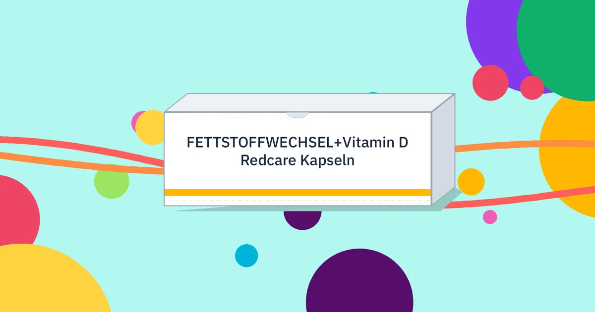 Symbolbild: Packung mit der Aufschrift FETTSTOFFWECHSEL+Vitamin D Redcare Kapseln (PZN 19434646) – Verfügbarkeit und Bezug in Apotheken in Frankfurt am Main