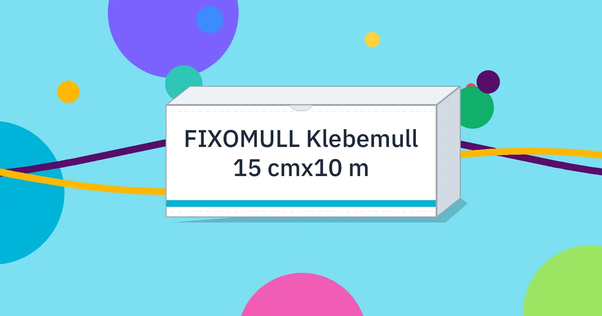 Symbolbild: Packung mit der Aufschrift FIXOMULL Klebemull 15 cmx10 m (PZN 17842080) – Verfügbarkeit und Bezug in Apotheken in Frankfurt am Main