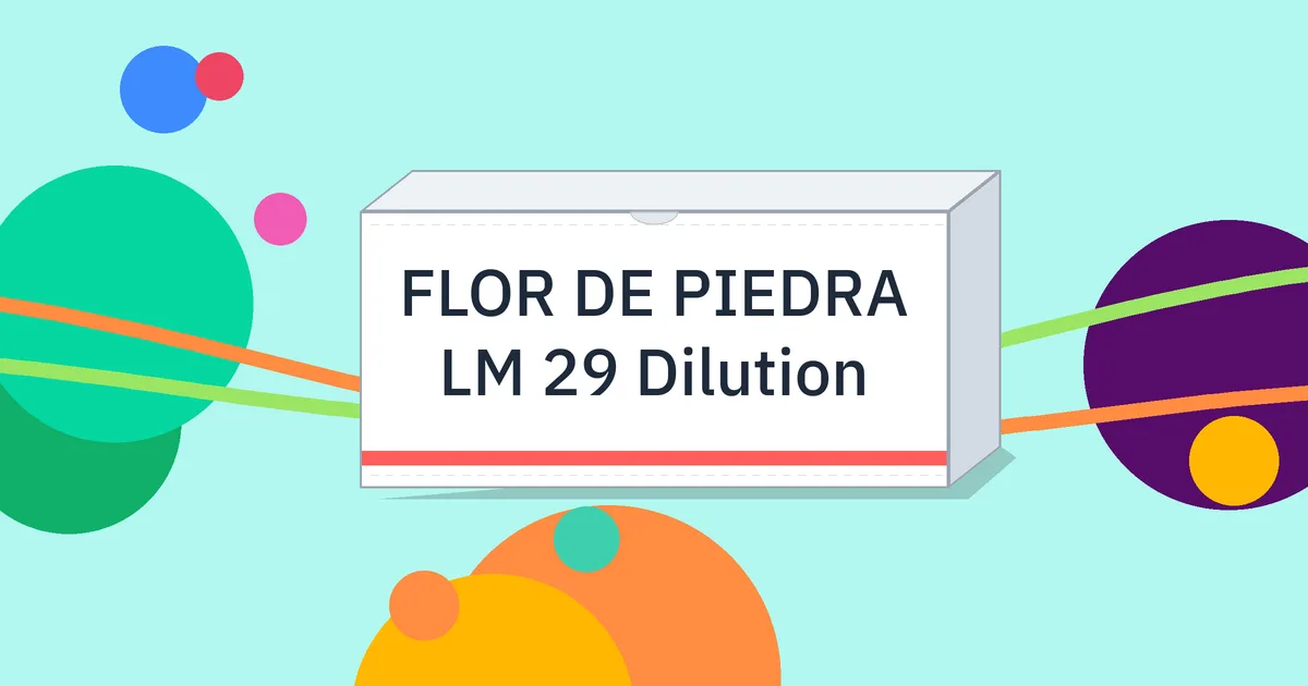 Symbolbild: Packung mit der Aufschrift FLOR DE PIEDRA LM 29 Dilution (PZN 13489474) – Verfügbarkeit und Bezug in Apotheken in Frankfurt am Main