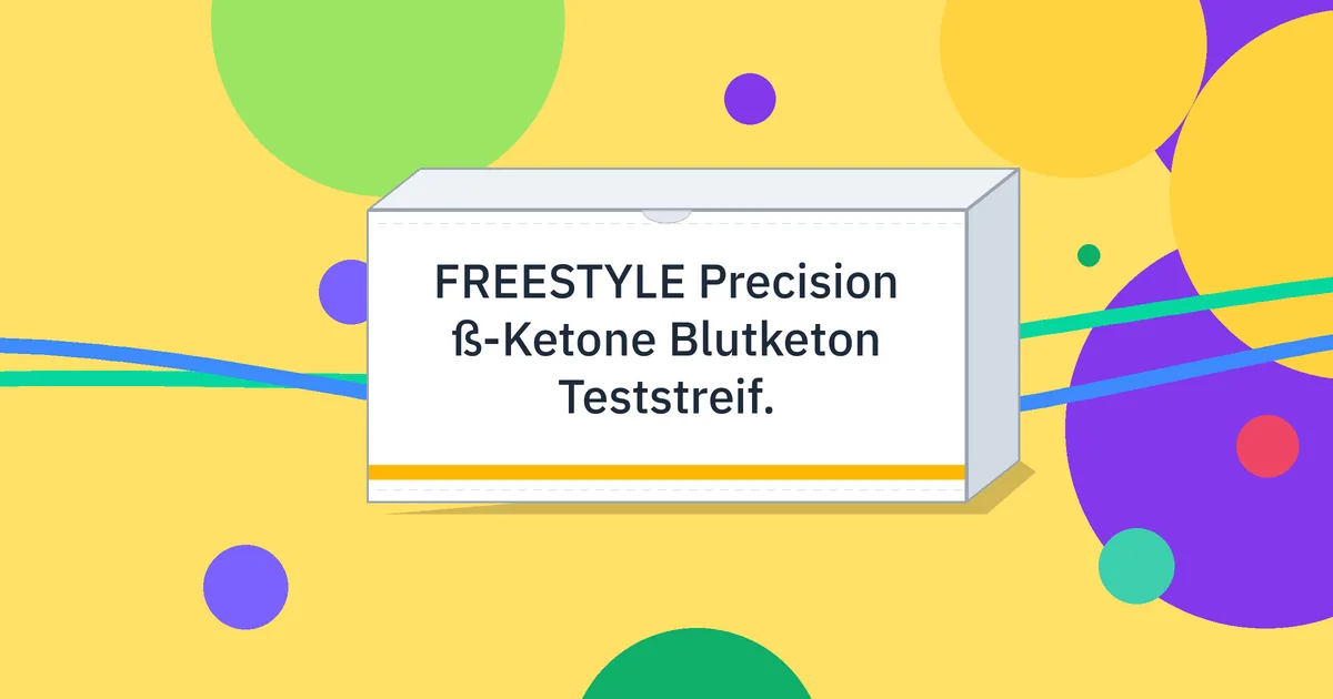 Symbolbild: Packung mit der Aufschrift FREESTYLE Precision ß-Ketone Blutketon Teststreif. (PZN 20641132) – Verfügbarkeit und Bezug in Apotheken in Frankfurt am Main