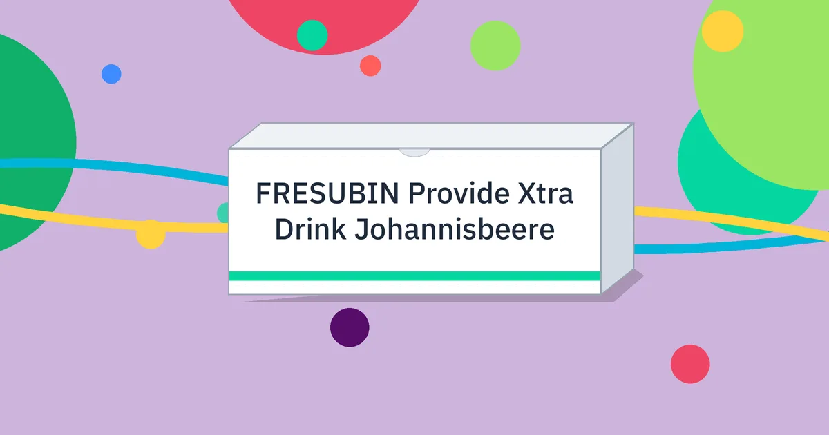 Symbolbild: Packung mit der Aufschrift FRESUBIN Provide Xtra Drink Johannisbeere (PZN 14145015) – Verfügbarkeit und Bezug in Apotheken in Frankfurt am Main