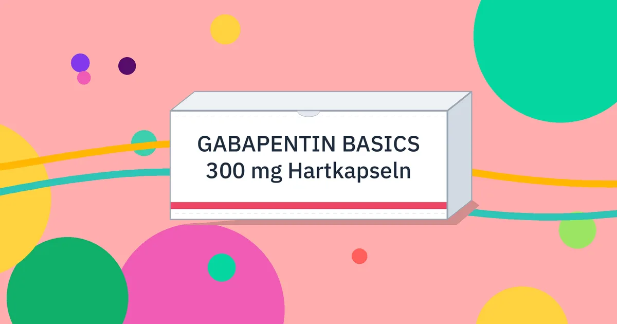 Symbolbild: Packung mit der Aufschrift GABAPENTIN BASICS 300 mg Hartkapseln (PZN 01072266) – Verfügbarkeit und Bezug in Apotheken in Frankfurt am Main
