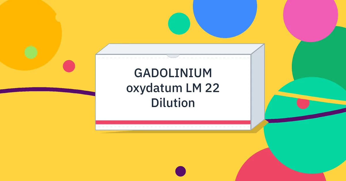 Symbolbild: Packung mit der Aufschrift GADOLINIUM oxydatum LM 22 Dilution (PZN 13494481) – Verfügbarkeit und Bezug in Apotheken in Frankfurt am Main