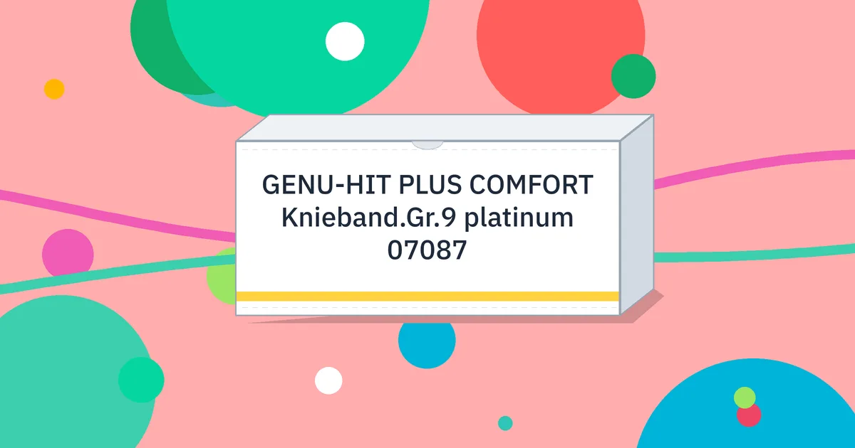 Symbolbild: Packung mit der Aufschrift GENU-HIT PLUS COMFORT Knieband.Gr.9 platinum 07087 (PZN 11018084) – Verfügbarkeit und Bezug in Apotheken in Frankfurt am Main