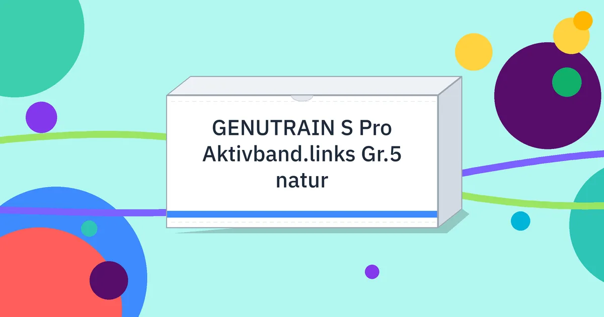 Symbolbild: Packung mit der Aufschrift GENUTRAIN S Pro Aktivband.links Gr.5 natur (PZN 09337066) – Verfügbarkeit und Bezug in Apotheken in Frankfurt am Main