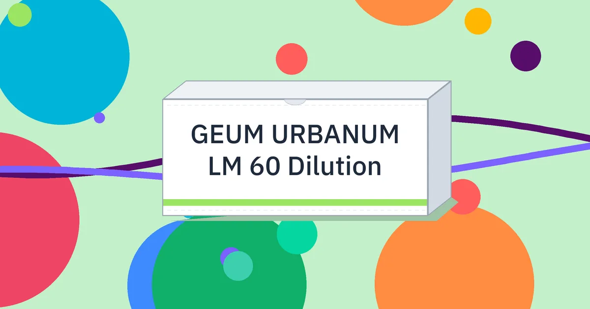 Symbolbild: Packung mit der Aufschrift GEUM URBANUM LM 60 Dilution (PZN 13544026) – Verfügbarkeit und Bezug in Apotheken in Frankfurt am Main