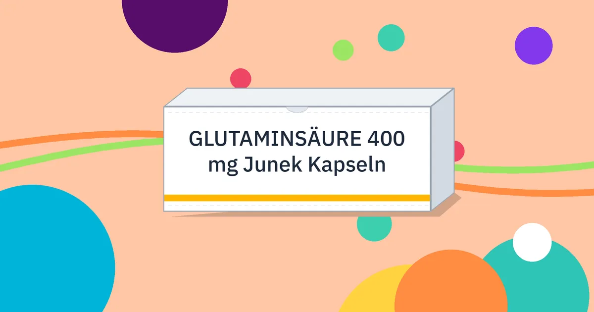 Symbolbild: Packung mit der Aufschrift GLUTAMINSÄURE 400 mg Junek Kapseln (PZN 10523673) – Verfügbarkeit und Bezug in Apotheken in Frankfurt am Main