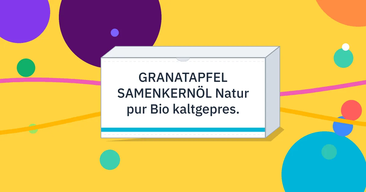 Symbolbild: Packung mit der Aufschrift GRANATAPFEL SAMENKERNÖL Natur pur Bio kaltgepres. (PZN 09743843) – Verfügbarkeit und Bezug in Apotheken in Frankfurt am Main