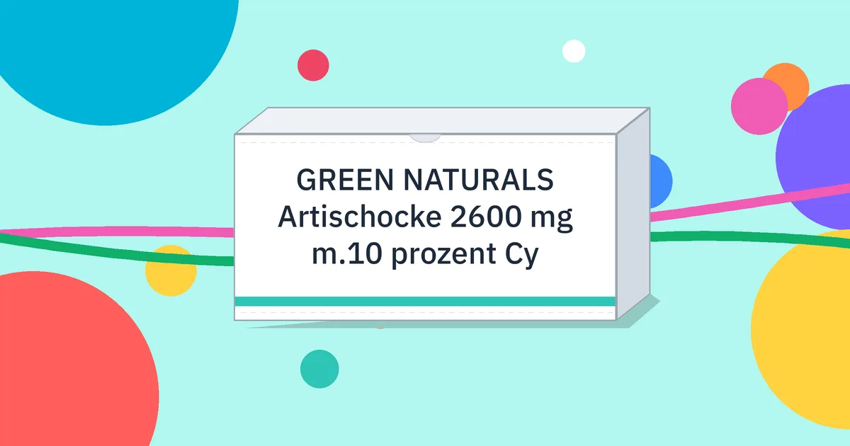 Symbolbild: Packung mit der Aufschrift GREEN NATURALS Artischocke 2600 mg m.10 prozent Cy (PZN 19483372) – Verfügbarkeit und Bezug in Apotheken in Frankfurt am Main