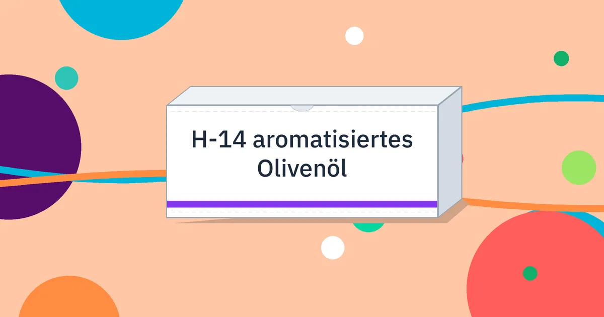 Symbolbild: Packung mit der Aufschrift H-14 aromatisiertes Olivenöl (PZN 08426572) – Verfügbarkeit und Bezug in Apotheken in Frankfurt am Main