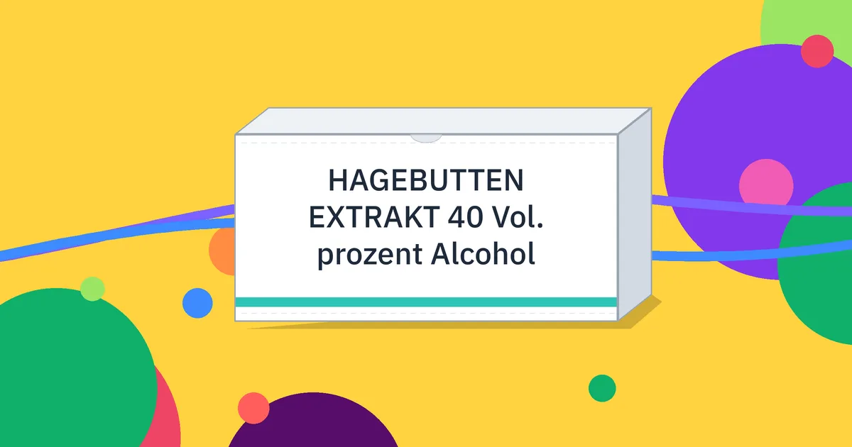 Symbolbild: Packung mit der Aufschrift HAGEBUTTEN EXTRAKT 40 Vol. prozent Alcohol (PZN 16242366) – Verfügbarkeit und Bezug in Apotheken in Frankfurt am Main