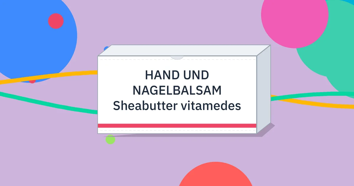 Symbolbild: Packung mit der Aufschrift HAND UND NAGELBALSAM Sheabutter vitamedes (PZN 20941905) – Verfügbarkeit und Bezug in Apotheken in Frankfurt am Main