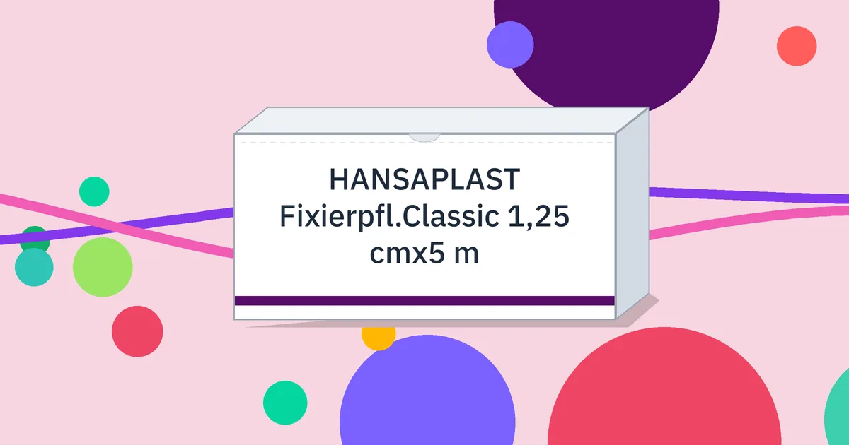 Symbolbild: Packung mit der Aufschrift HANSAPLAST Fixierpfl.Classic 1,25 cmx5 m (PZN 04778067) – Verfügbarkeit und Bezug in Apotheken in Frankfurt am Main