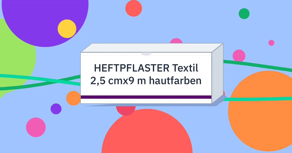Symbolbild: Packung mit der Aufschrift HEFTPFLASTER Textil 2,5 cmx9 m hautfarben (PZN 11224398) – Verfügbarkeit und Bezug in Apotheken in Frankfurt am Main