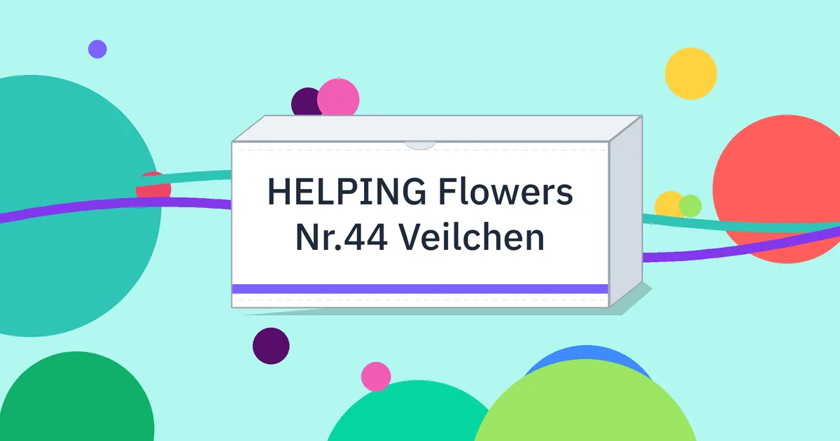 Symbolbild: Packung mit der Aufschrift HELPING Flowers Nr.44 Veilchen (PZN 12500096) – Verfügbarkeit und Bezug in Apotheken in Frankfurt am Main