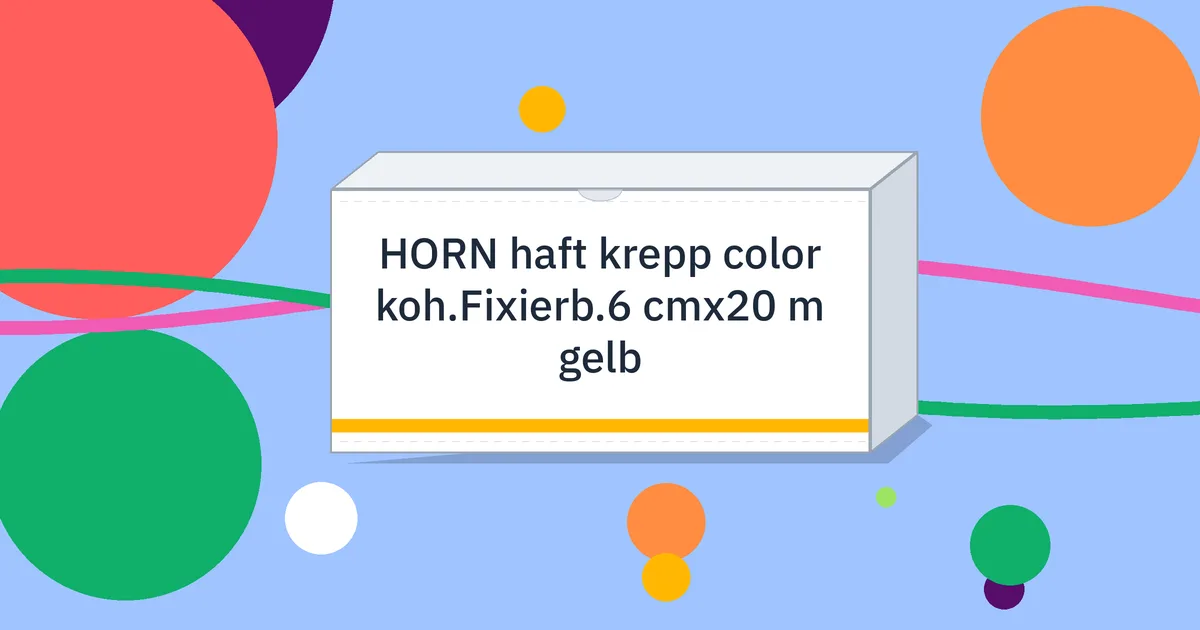 Symbolbild: Packung mit der Aufschrift HORN haft krepp color koh.Fixierb.6 cmx20 m gelb (PZN 03902944) – Verfügbarkeit und Bezug in Apotheken in Frankfurt am Main