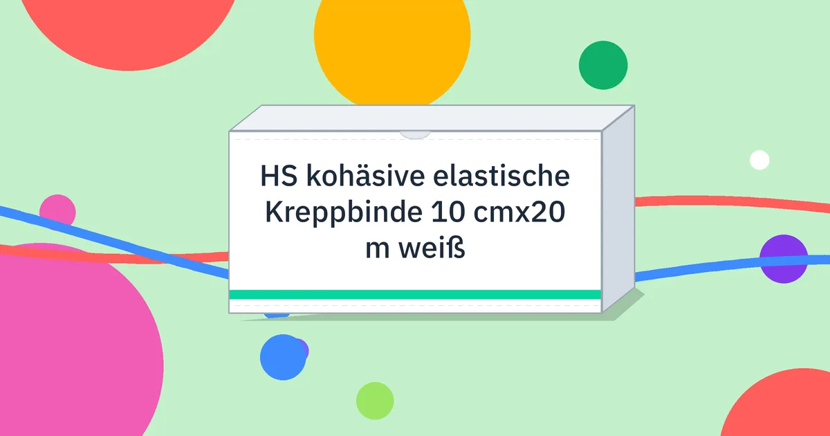 Symbolbild: Packung mit der Aufschrift HS kohäsive elastische Kreppbinde 10 cmx20 m weiß (PZN 09741784) – Verfügbarkeit und Bezug in Apotheken in Frankfurt am Main