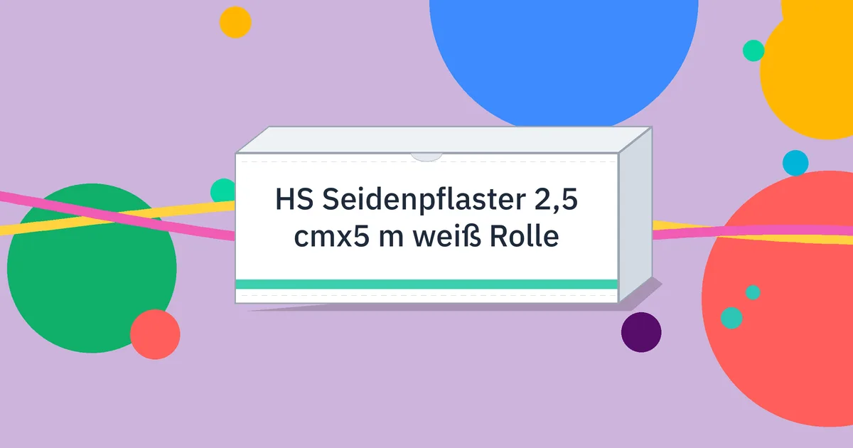 Symbolbild: Packung mit der Aufschrift HS Seidenpflaster 2,5 cmx5 m weiß Rolle (PZN 09741962) – Verfügbarkeit und Bezug in Apotheken in Frankfurt am Main
