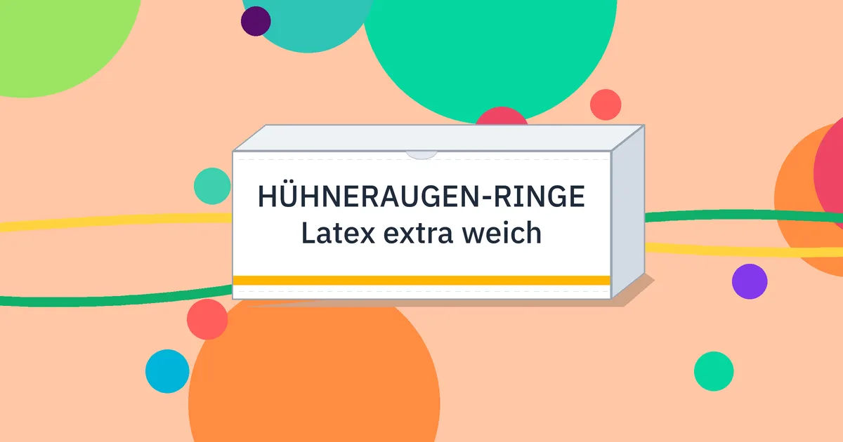 Symbolbild: Packung mit der Aufschrift HÜHNERAUGEN-RINGE Latex extra weich (PZN 11025747) – Verfügbarkeit und Bezug in Apotheken in Frankfurt am Main