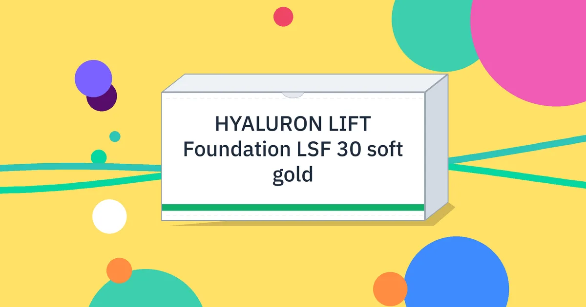 Symbolbild: Packung mit der Aufschrift HYALURON LIFT Foundation LSF 30 soft gold (PZN 15580902) – Verfügbarkeit und Bezug in Apotheken in Frankfurt am Main
