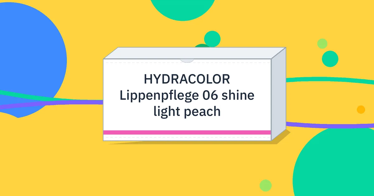 Symbolbild: Packung mit der Aufschrift HYDRACOLOR Lippenpflege 06 shine light peach (PZN 20155408) – Verfügbarkeit und Bezug in Apotheken in Frankfurt am Main